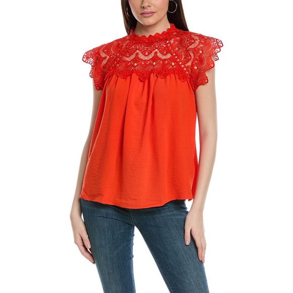 Rain | Tops | Rain Womens Lace Top Orange | Poshmark